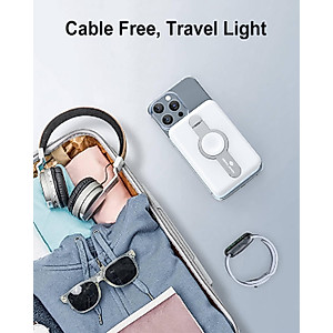 ZEROLEMON Magnetic Portable Charger, MagJuice+ 10000mAh Wireless Battery Pack with Stand, Compatible with MagSafe, 20W Power Bank for iPhone 15 Pro Max/12/13/14 Series, Apple Watch, AirPods - White