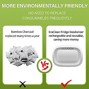 Mini Fridge Deodorizer, 2 Modes Refrigerator Odor Eliminator, Portable Rechargeable Deodorizer Reusable, Antifreeze Design Ozone Sterilizer for Fridge, Wardrobe, Cabinet, Car