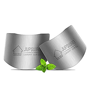 Jupswan Stainless Steel Finger Guards for Cutting Knife Cutting Protector Kitchen Tool Guard Finger Protector Avoid Hurting When Slicing and Chopping 2 Pack