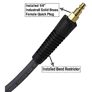 YOTOO Hybrid Air Hose 1/4-Inch by 50-Feet 300 PSI Heavy Duty, Lightweight, Kink Resistant, All-Weather Flexibility with 1/4-Inch Industrial Air Fittings and Bend Restrictors, Gray