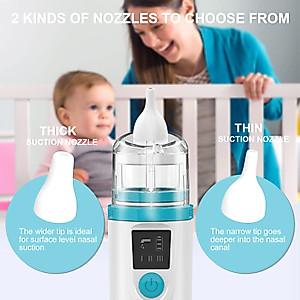 Nasal Aspirator for Baby, Electric Baby Nose Sucker, USB Rechargeable with 3 Suction Levels, Mute and Anti-Backflow with Infant Nose Cleaning Tweezer