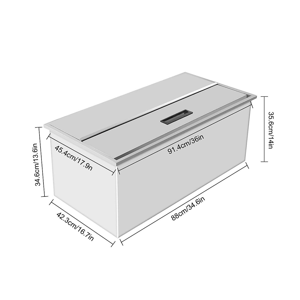 Drop in Ice Chest 104L Drop-in freezer Stainless Steel Ice Cooler Double-walled Design Built-in Thickened Foam Outdoor Kitchen for Cold Wine Beverage