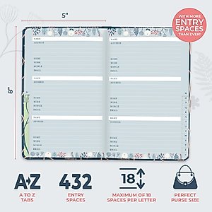 Boxclever Press Small Address Book with Over 400 Spaces! Hardcover Address Book with Alphabetical Tabs, Pocket & Change of Address Labels. Stunning Address Books - 8 x 5''