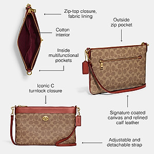 COACH Coated Canvas Signature Polly Crossbody, Tan Rust