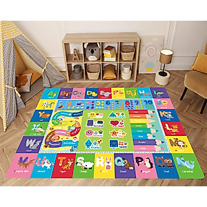 Kids Play Rug for Baby Play Mat for Floor, 78.7 x 59 Inches Kids Rugs for Playroom, Playtime Collection ABC, Numbers, Animals, Month, Season Educational Area Rug for Kids Room Classroom