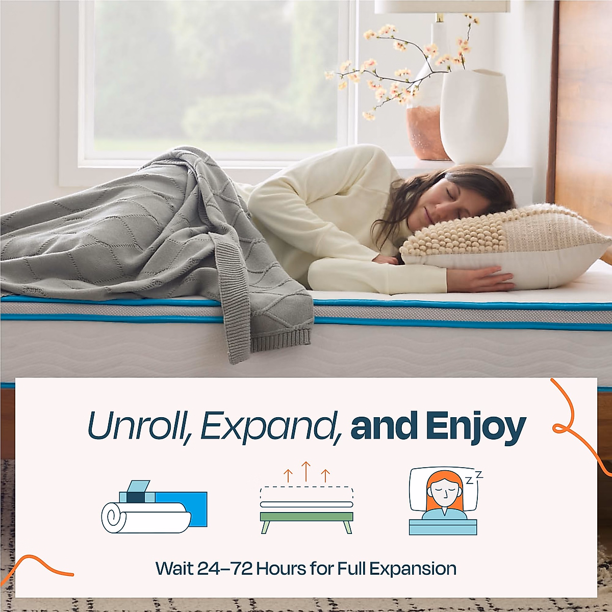 Linenspa 8 Inch Memory Foam and Spring Hybrid Mattress - RV Trailer & Camper - Medium Firm Feel - Cooling & Conforming Support - Quality Comfort - Breathable - Bed in a Box - Short Queen Size