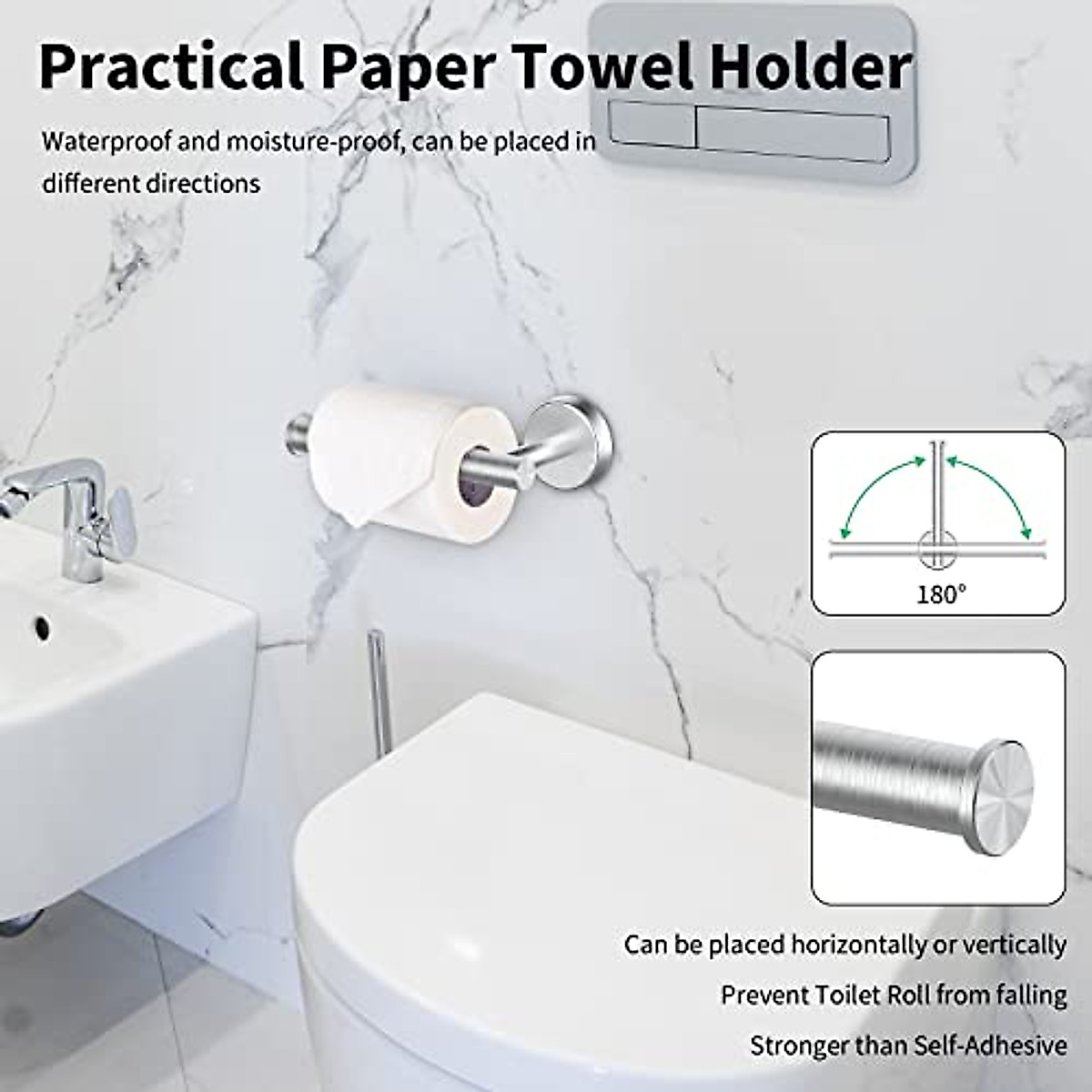 Newfun 10Pcs Brushed Nickel Bathroom Hardware Set - Includes 24&18inch Towel Bar, Robe Hook, Toilet Paper Holder, 2 Pack 5 Piece Bathroom Accessories Set Stainless Steel Wall Mounted