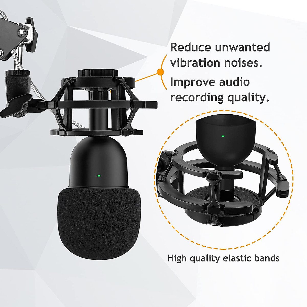 Silence Razer Mini Shock Mount with Foam Windscreen Cover, Anti-Vibration Suspension Shockmount Mic Holder Clip Pop Filter to Blocks Out Plosives for Seiren USB Streaming Microphone AVATAR