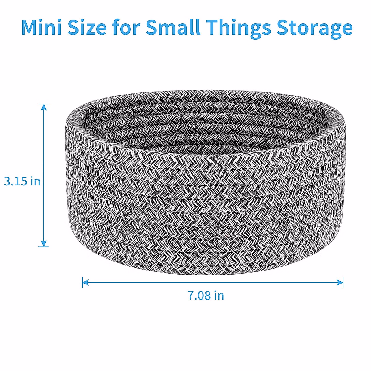 ABenkle 2 Pack Small Baskets, Cotton Rope Woven Basket, Cute Mini Tiny Storage Baskets, Decorative Boho Basket for Nursery Living Room Bedroom Shelf, Empty Gift Basket - Mixed Grey