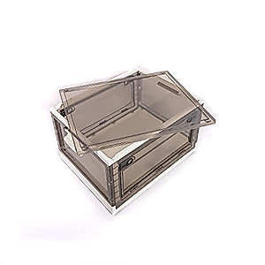 Best Home Fashion 2 packs LARGE Storage Bins Side Opening, Stackable Lid Collapsible, Foldable, Easy Tidy Up with Storage Box, Ideal for Home & Office Organization Storage Cube (Large, White)