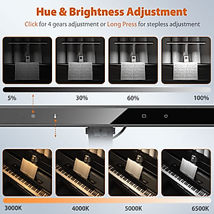 Quntis 55'' Ultra Wide Illumination Piano Light, 12W LED Professional Eye Caring Piano Lamp with Auto-Dimming, Dimmable Modern Reading Lamp, 2H Timer, Music Stand Light for Upright Piano