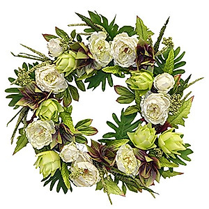 28 inches Peony/Dahlia/Artichoke Flower Wreath, Wreath for front door, Beautiful handcrafted wreath for home decor, weddings Cream