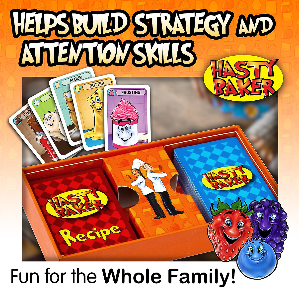 Hasty Baker Family Card Game - A Race to Collect Ingredients and Complete Recipes, for Families, Adults, Kids, Ages 7+, 2-6 Players, by GoChuckle
