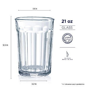 Luminarc Working Glass 21 Ounce Cooler, Set of 4, 21-Ounce, Clear