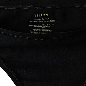 Tilley Women's Organic Cotton 2-Pack Thong, Black, X-Large