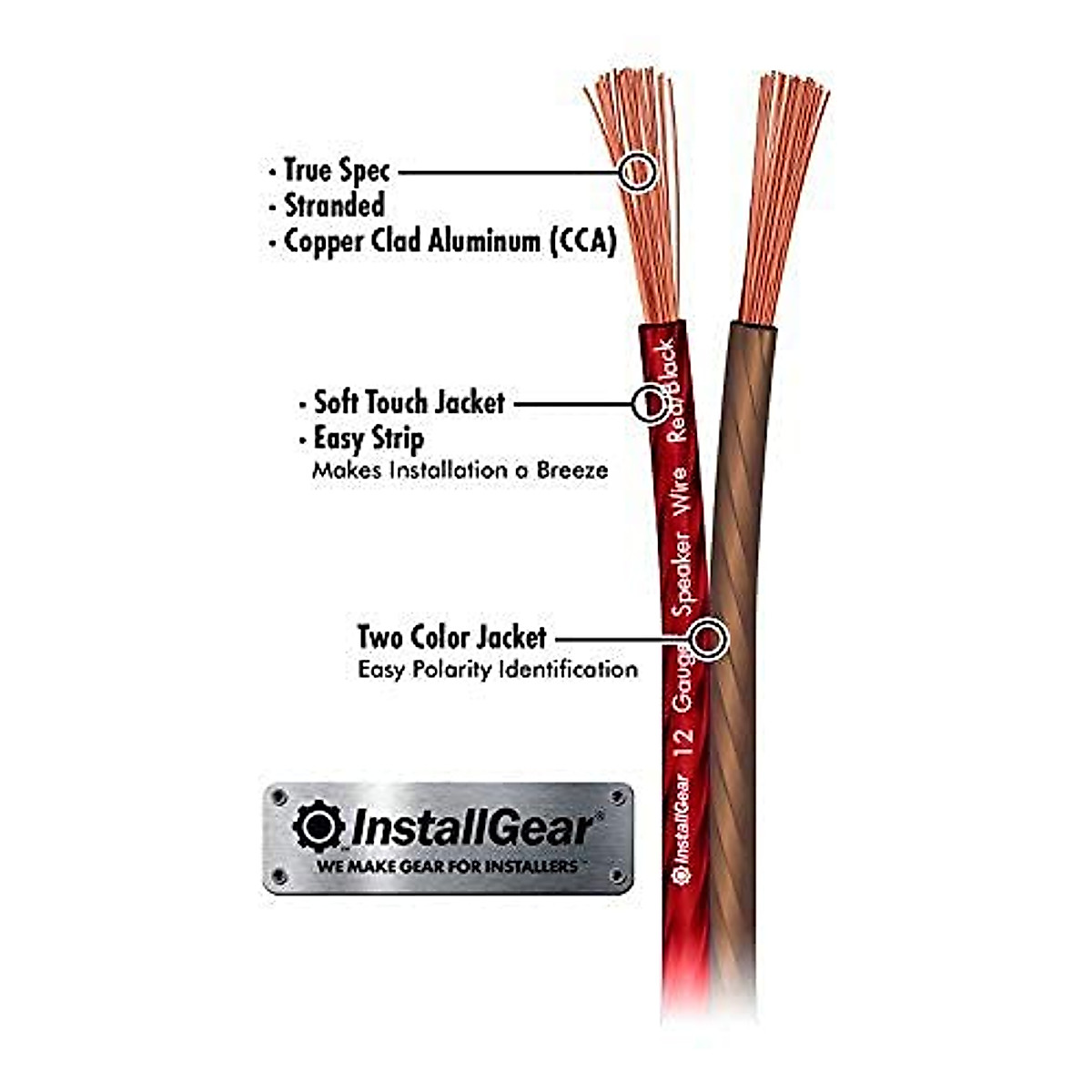 InstallGear 12 Gauge AWG 30ft Speaker Wire True Spec and Soft Touch Cable - Red/Black (Great Use for Car Speakers Stereos, Home Theater Speakers, Surround Sound, Radio)