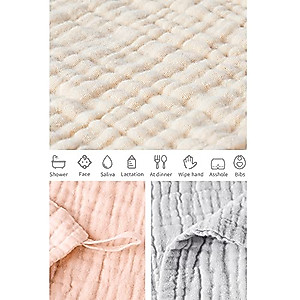 Konssy 6 Pack Baby Muslin Washcloths for Unisex 100% Cotton Wash Cloth Set for Baby Face Body Comfy and Soft for Newborn Infants Kids Girls and Boys