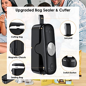OEOP Mini Chip Bag Sealer, 2 in 1 with Cutter Handheld Plastic Heat Seal Vacuum Sealer Machine Kitchen Gadget for Mylar/Food Storage Bag