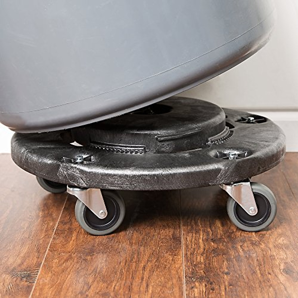 Rubbermaid Comm Prod Commercial Brute 250 lb. Plastic Wheeled Garbage BLK Trash Can Dolly, 1, Black