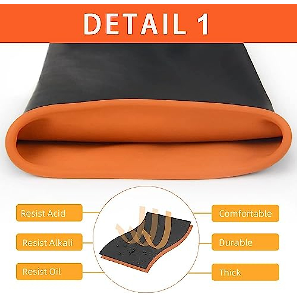 ThxToms Heavy Duty Latex Gloves, Resist Strong Acid, Alkali and Oil, 22", 1 Pair