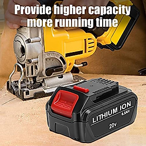 KUNLUN 2-Pack 6.5Ah 20V Battery Replacement Compatible for De Walt 20 Volt Max XR Lithium ion Battery Pack DCB200 DCB201 DCB203 DCB204 DCB206 DCB207