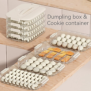 MANHONGYU 4-layer Food Storage Container, Dumpling Box,Cookie Container,Transparent Food Preservation Box for Kitchen and Refrigerator, Stackable Snack Container with Lid，Good Sealing,Heighten