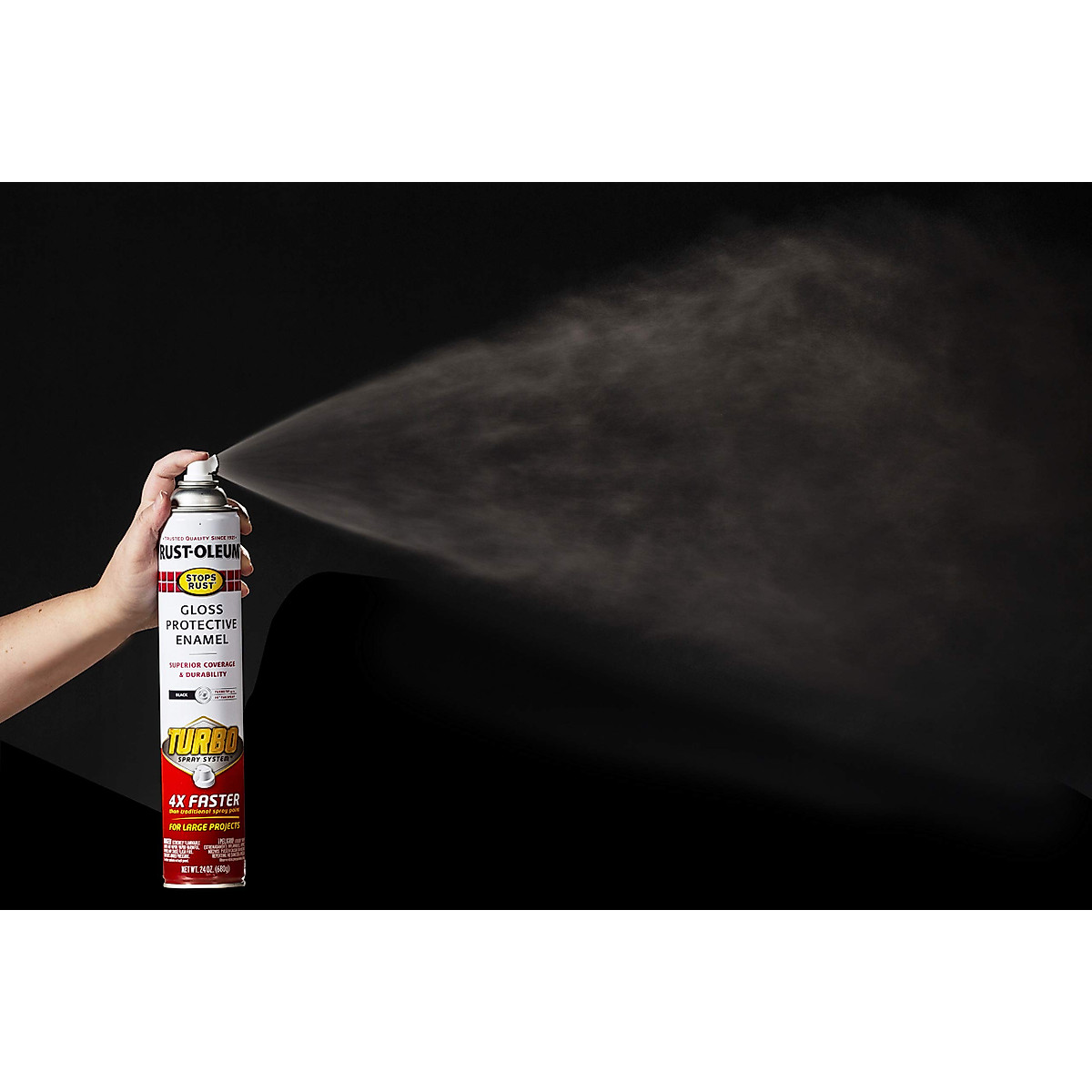 Rust-Oleum 334128-6PK Stops Rust Turbo Spray Paint, 24 oz, Gloss Black, 6 Pack