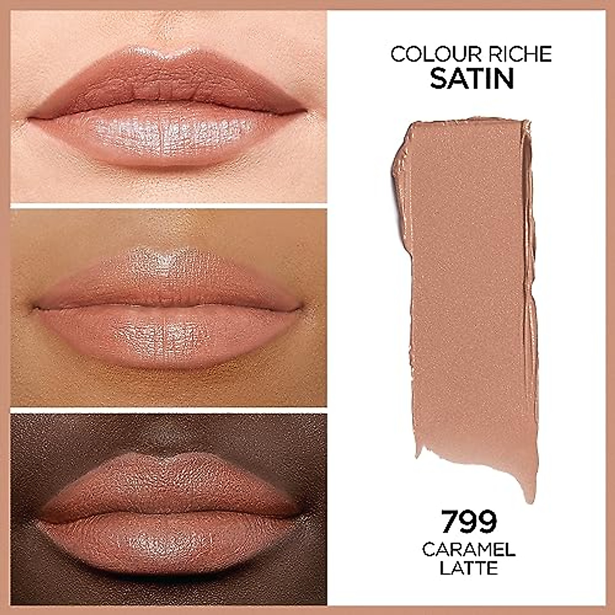 L’Oréal Paris Colour Riche Original Creamy, Hydrating Satin Lipstick with Argan Oil and Vitamin E, Caramel Latte , 1 Count