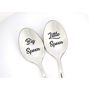 Spoon Gift for Couple - Christmas Gift for Twins | Valentine Gift | Gift from Parents to Sibling | Birthday/Holiday Gift for Men Women Him Her | Big Spoon Little Spoon - 7 Inch