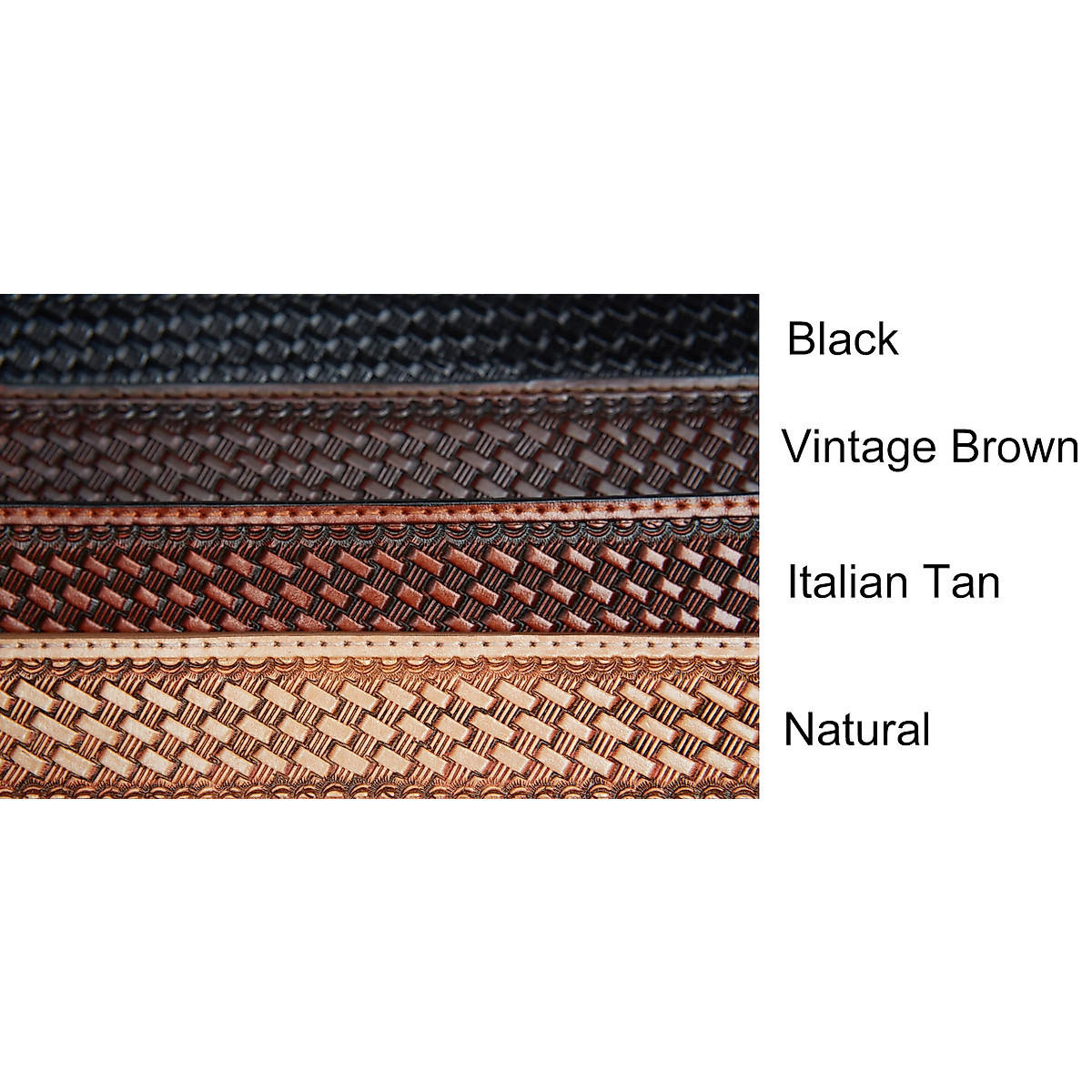 Tito's Custom Buckles JAYTON Belt Western Basket Weave Hand tooled lined Full-grain saddle leather (42, Natural)