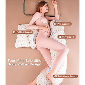 FLARSANTERS Pregnancy Pillows for Pregnant Women, Maternity Pillow with Detachable and Adjustable Pillow Cover - Support for Back, Legs, Belly, Soft Pregnancy Body Sleepling Pillow, Fashion Grey
