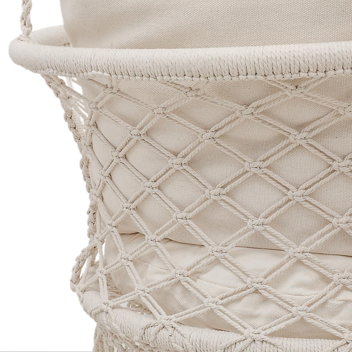 SFIHOME Boho Style Macrame Hanging Swing Chair for Adults, Hammock Swing Chair for Indoor and Outdoor Use, Max 350 Lbs, Beige, SFA75-HC001WHWH