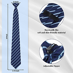 Janmercy 6 Pcs Clip on Tie for Men Clip on Easy Necktie Striped Solid Plaid Dots Mixed Lot Tie for Office School, 20 Inch (Bright Style)