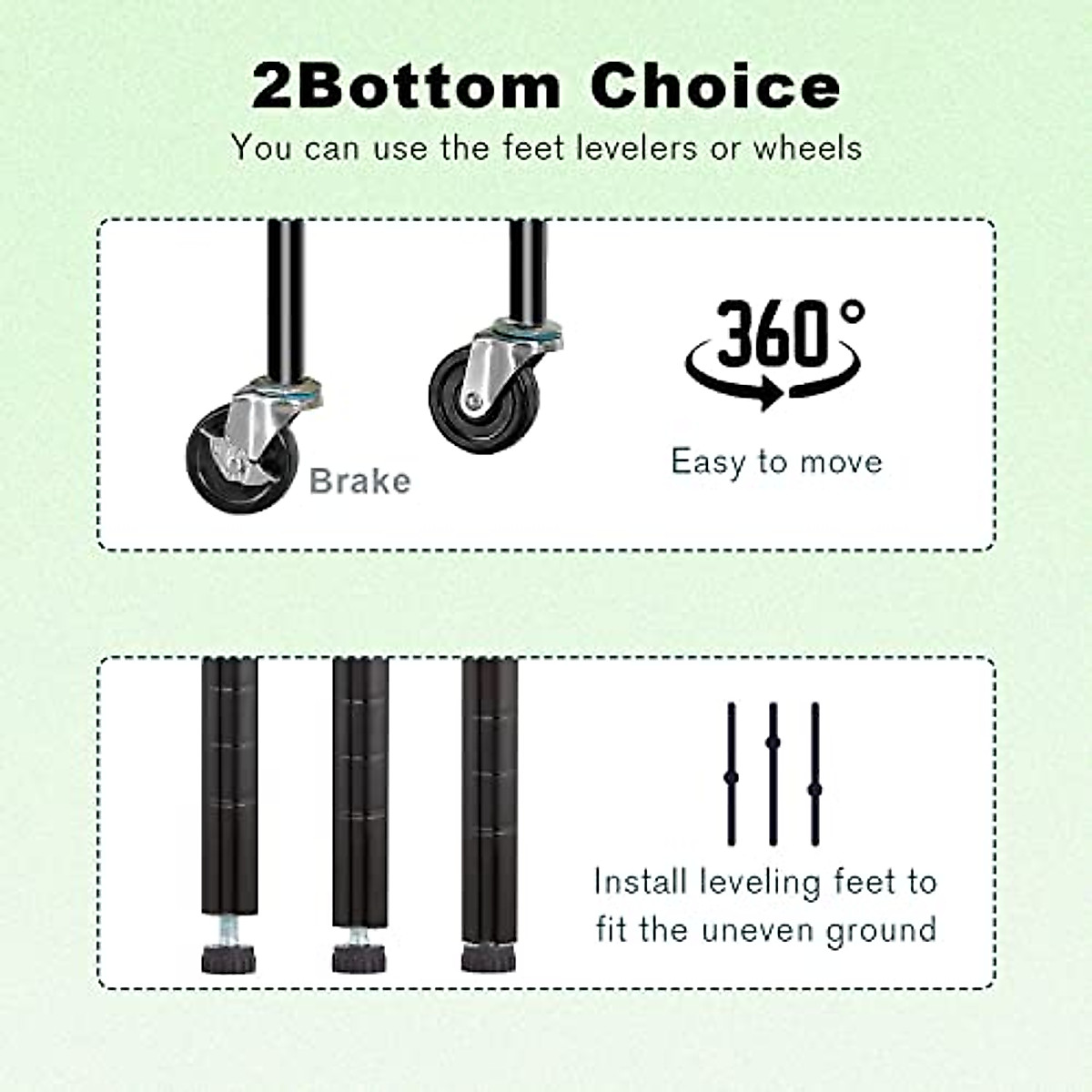 Storage shelves, 6-Tier Wire Shelving Unit NSF Certified Storage Rack 18"D x 48"W x 78"H 6000Lbs Capacity Adjustable Layer Heavy Duty Metal Rack Steel with Casters for Kitchen Garage Pantry Black