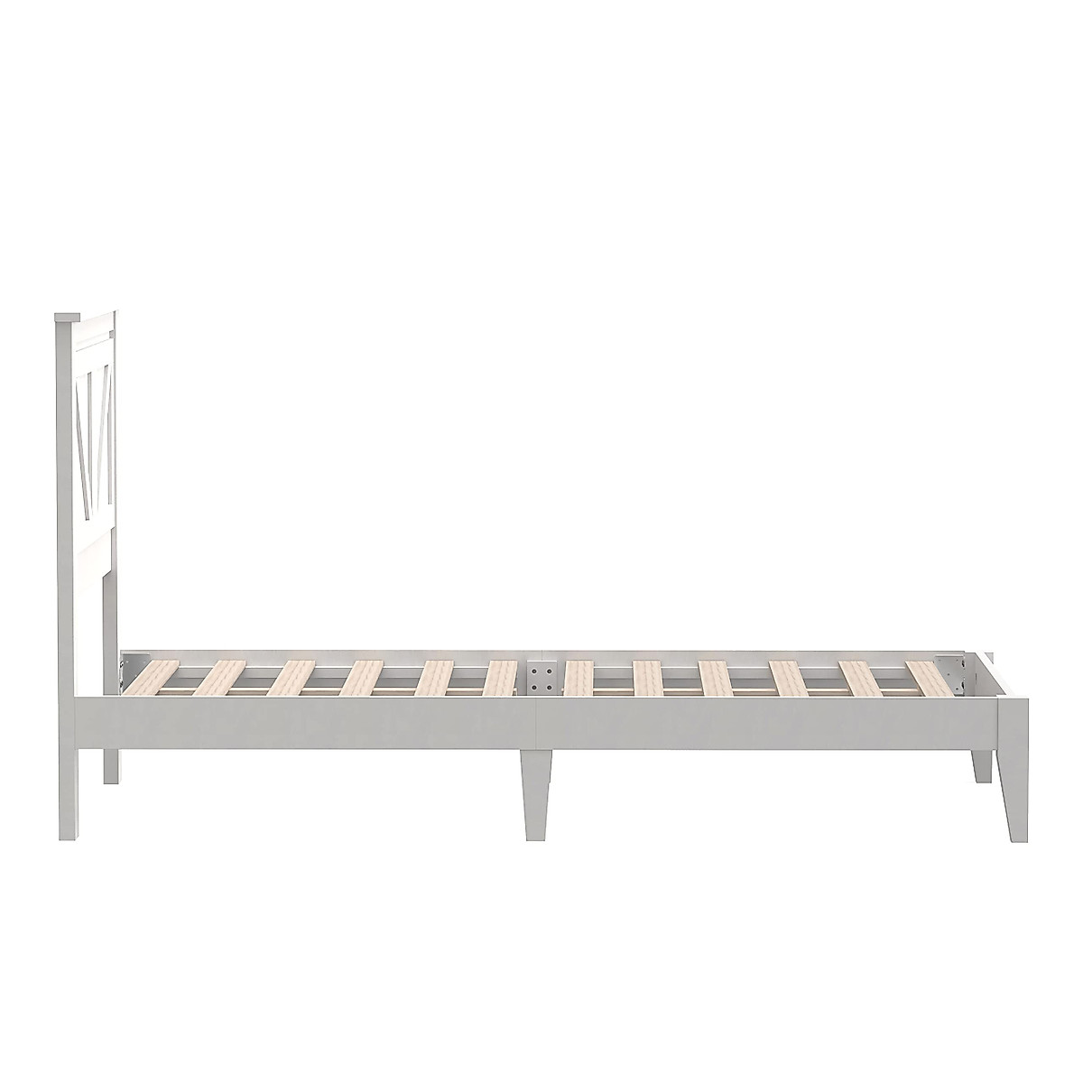 Glenwillow Home Farmhouse Solid Wood Platform Bed in Twin - Gloss White
