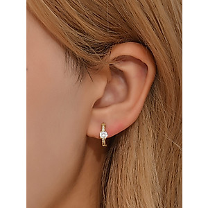 Small Gold Huggie Hoop Earrings Set for Women, Hypoallergenic Twisted Cartilage Hoops Lightweight, Tiny Diamond Hoop Earrings Jewelry for Multiple Piercing (4pairs,star)