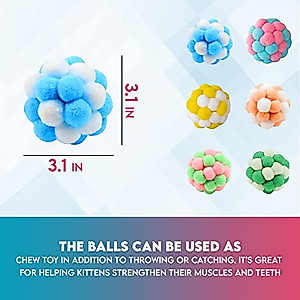 Paw Paw Babe Cat Balls & Catnip Toys Set - Cartoon Fuzzy Balls, Soft & Lightweight - Kittens Chewing, Kicker Toys - Cat Toys for Indoor Cats - Kitten & Cat Accessories - Pack of 9