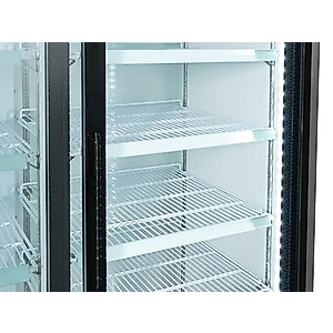 KoolMore MDR-2D-GSLD Commercial Glass 2 Door Display Refrigerator Merchandiser - Upright Beverage Cooler with LED Lighting - 45 Cu. Ft., Black
