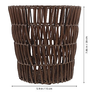 ABOOFAN Wicker Waste Basket, Small Trash Can, Trash Basket Rattan Garbage Can Seagrass Garbage Container Bin Laundry Hamper Basket for Bedroom, Office, Living Room Coffee