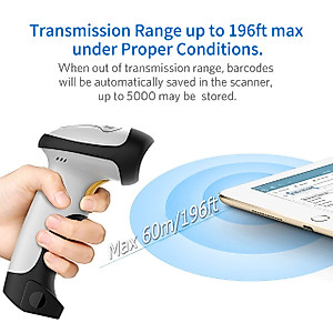 TEEMI Bluetooth Barcode Scanner 1D Handheld Automatic Laser Fast Accurate Bar Code Reader Auto Sensing Scanning, Easy Connect iPad iPad Android Smart Phone Tablet PC, No Stand