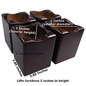 Ruckman Solid Wood Sofa, Table, Bed Riser, and Furniture Lifter (Set of 4, Lifts 3 Inches)