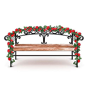 Syhood Artificial Rose Garlands Rose Vines Leaves Banners Hanging Fake Floral Garland Flower Vine for Wedding Arch Ceremony Home Garden Outdoor Party Wall Decorations, 14.4 ft(Red,2 Pieces)