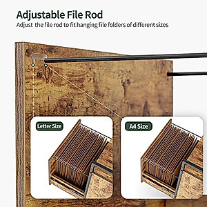 FEZIBO 2-Drawer Mobile File Cabinet, Wood Rolling Filing Cabinet for A4/Letter Size, Printer Stand, Storage Cabinet for Home Office, Rustic Brown