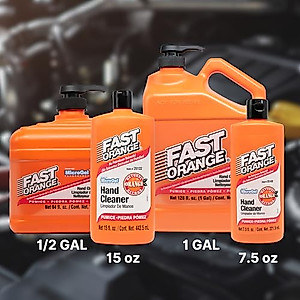 Fast Orange 25122 Pumice Lotion, Heavy Duty Hand Cleaner, Natural Citrus Scent, Waterless Cleaner For Mechanics, Strong Grease Fighter, 15 oz