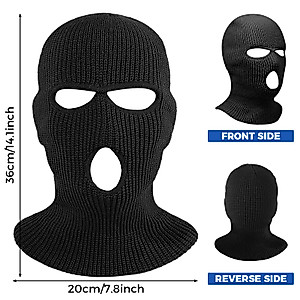 3 Hole Winter Knitted Mask, Full Face Cover Ski Scarf Mask Warm Balaclava for Adult Skiing, Motorcycle, UV Protection, Wind Protection 1234 Black