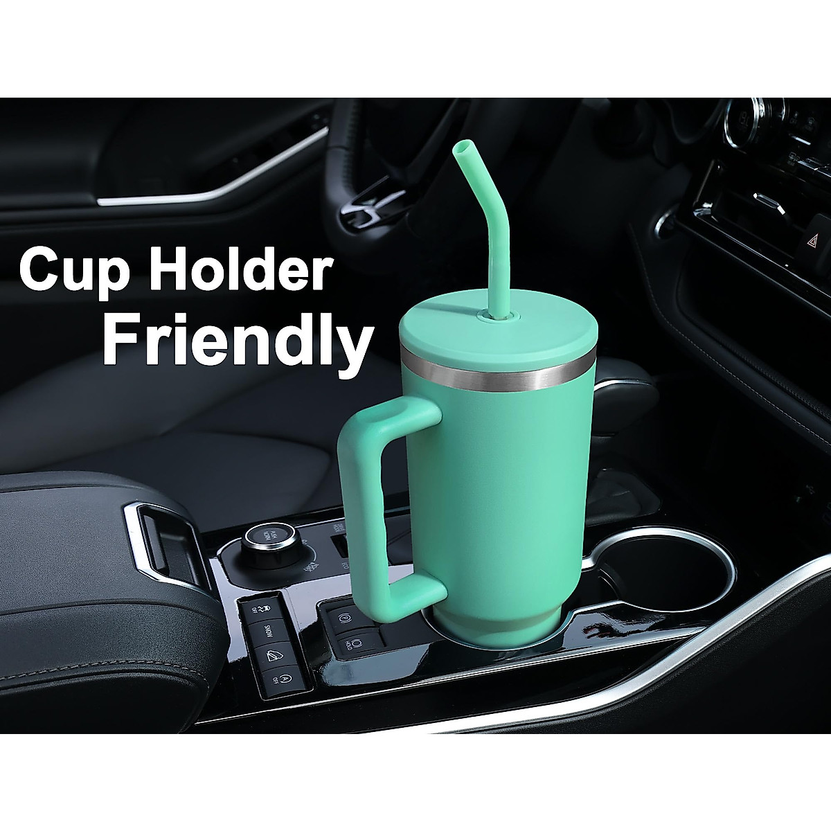 DLOCCOLD 40 oz Tumbler with Handle, Straw & Lid, Insulated Double Walled Stainless Steel Tumbler, Reusable Travel Coffee Mug for Women Men, Water Tumbler(Cream Leopard)