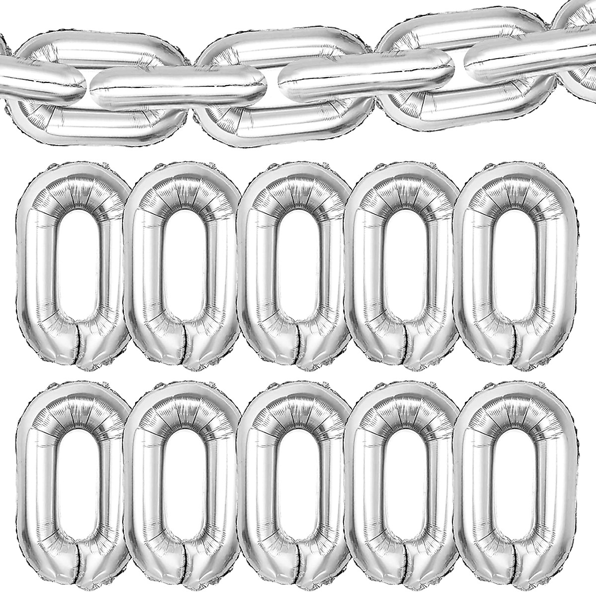 KatchOn, Black Spike Balloons - Pack of 32 | Black Starburst Balloon, Chain Link Balloons | Big Silver Chain Balloons for Black Birthday Decorations and Notorious One Birthday Decorations