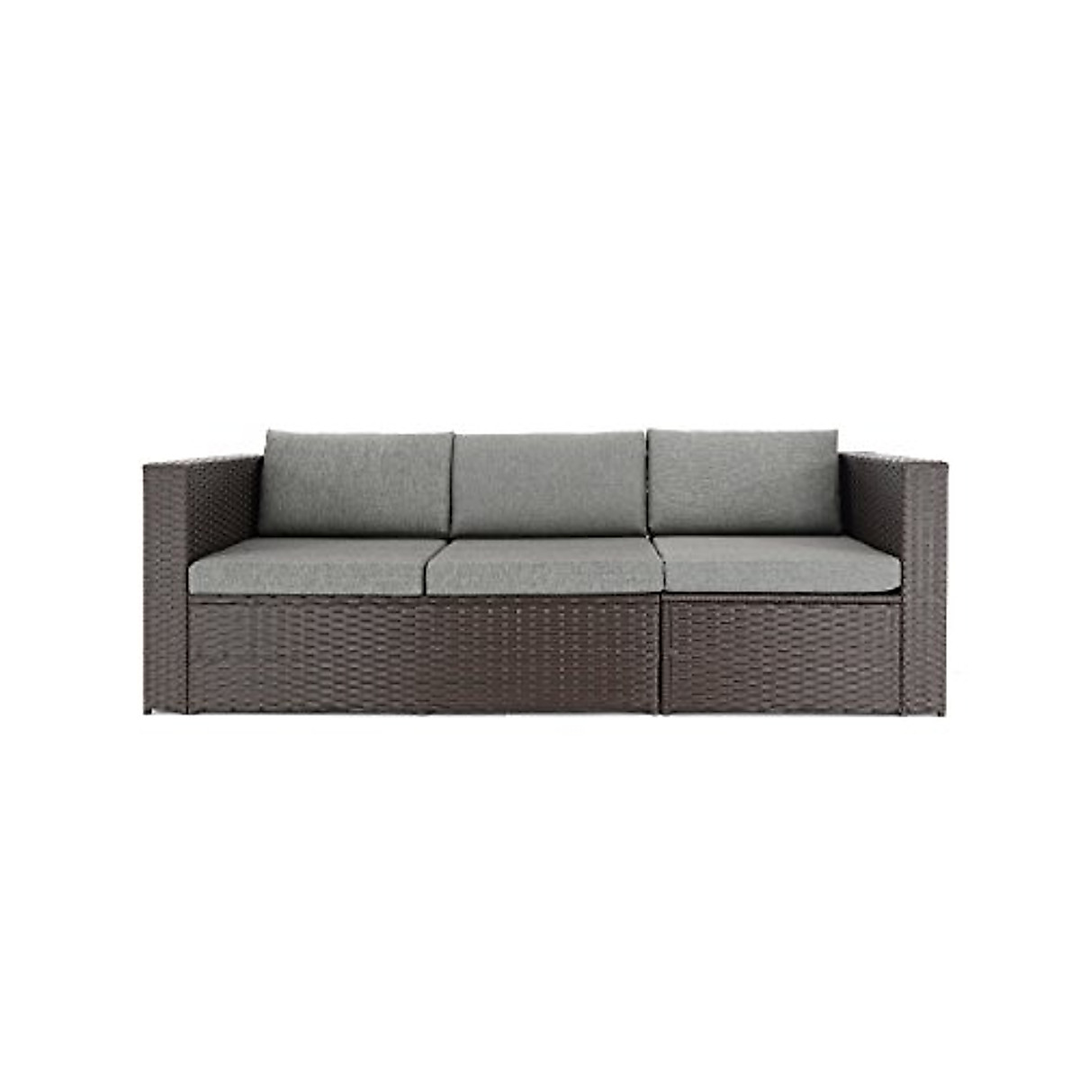 Baner Garden (K35-CH 4 Pieces Outdoor Furniture Complete Patio Cushion Wicker Rattan Garden Corner Sofa Couch Set, Chocolate