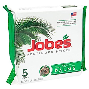 Jobe's Palm Tree Fertilizer Spikes 10-5-10 Time Release Fertilizer for All Outdoor Palm Trees, 5 Spikes per Package (3)