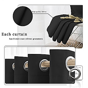 WONTEX Blackout Curtains Thermal Insulated with Grommet Curtains for Bedroom, 52 x 84 inch, Black, 2 Panels